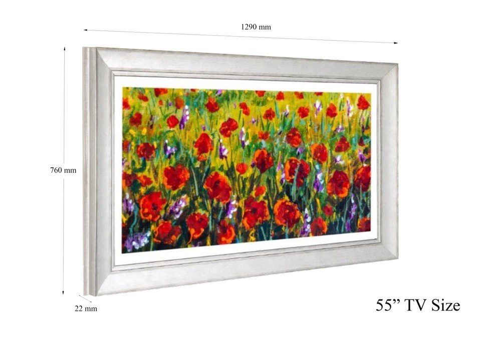 32"-65" Silver Slim Wooden Bezel TV Frame for Samsung Frame TV 2021 ...