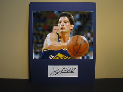JOHN STOCKTON (HOF/09) SIGNED AUTOGRAPHED CUT & MATTED 8X10 PHOTO JAZZ ...