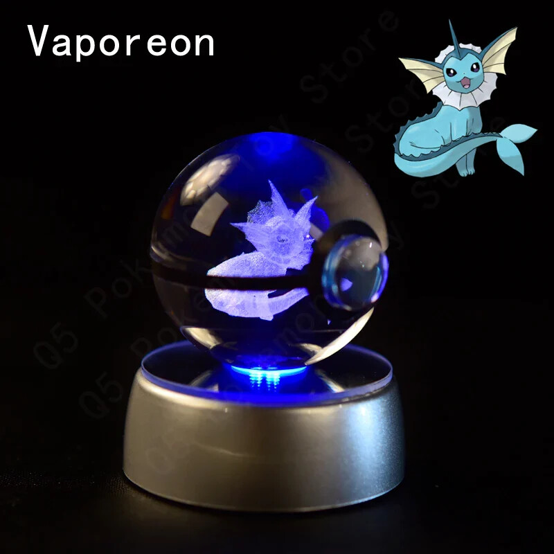 POKEMON 3D CRYSTAL BALL, WITH LED LIGHT BASE, Beautiful to make a gift ...