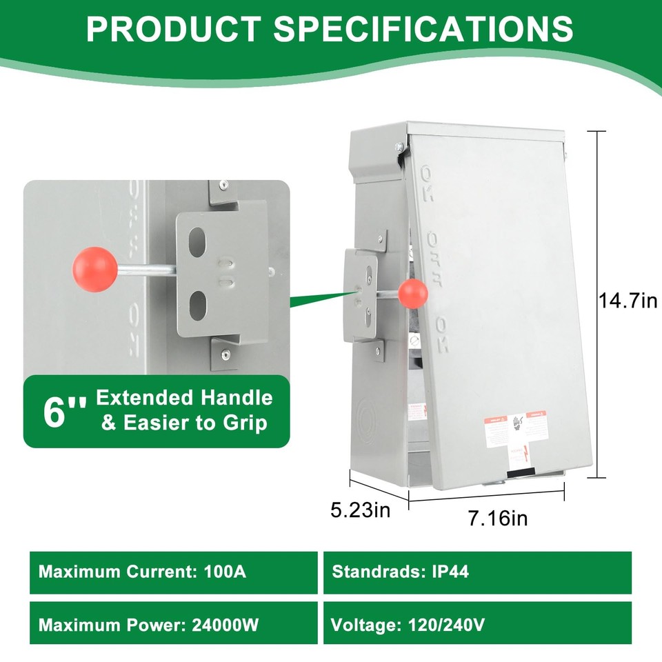 Manual Transfer Switch 100 Amp NEMA 4X, Generator Transfer Switch for ...