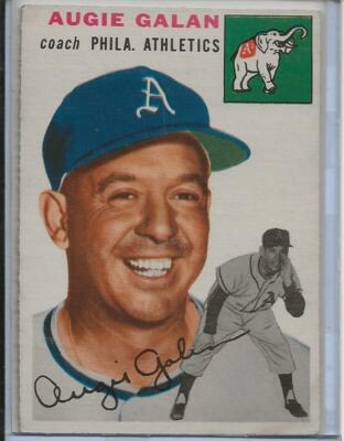 1954 Topps Baseball Card Augie Galan Coach Philadelphia Athletics Ex ...