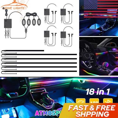 Universal 18in1 Symphony RGB Interior LED Strip Car LED Atmosphere ...