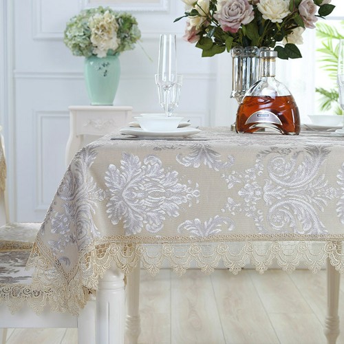 European Velvet Embroidery Tablecloths Rectangle Square Lace Home TV ...