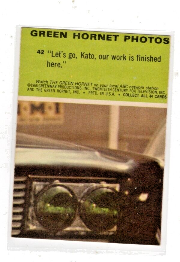 1966 Green Hornet Lets Go Kato (Bruce Lee) Card #42 G-VG | eBay