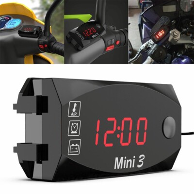 3 in 1 Motorcycle Clock Thermometer Voltmeter LED Display DC 6V-30V ...
