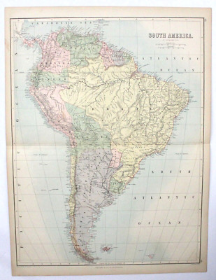 "SOUTH AMERICA" Antique authentic map 1879 | eBay