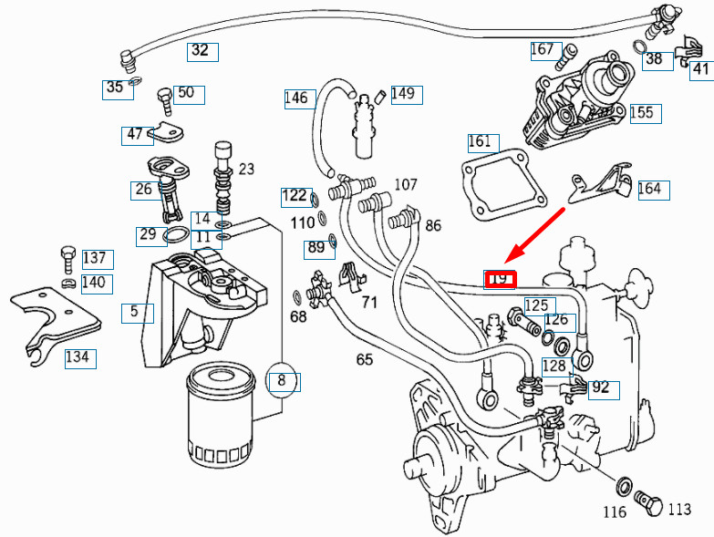 NEW MERCEDES-BENZ C W202 INJECTION PUMP TO FUEL FILTER LINE A6050701232 ...