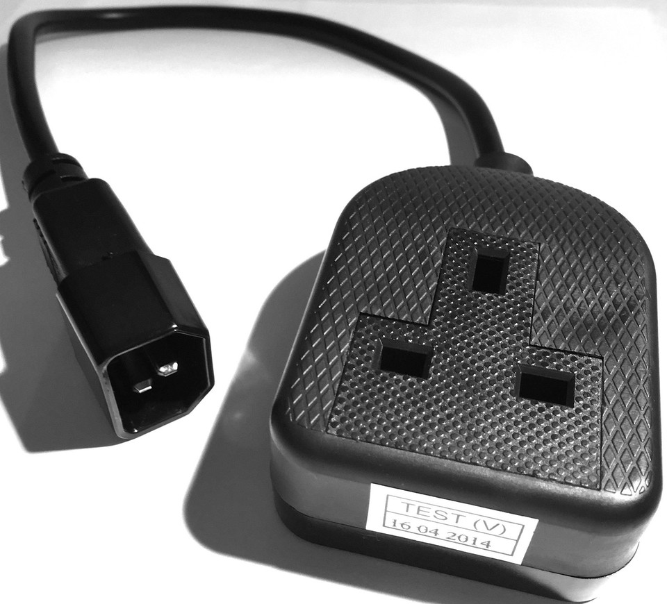 Power Cable UPS UK 13A Single Trail Female Socket to IEC C14 Male Plug ...