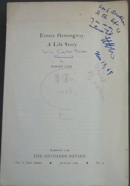 Loeb, Harold .. Ernest Hemingway: A Life Story | eBay