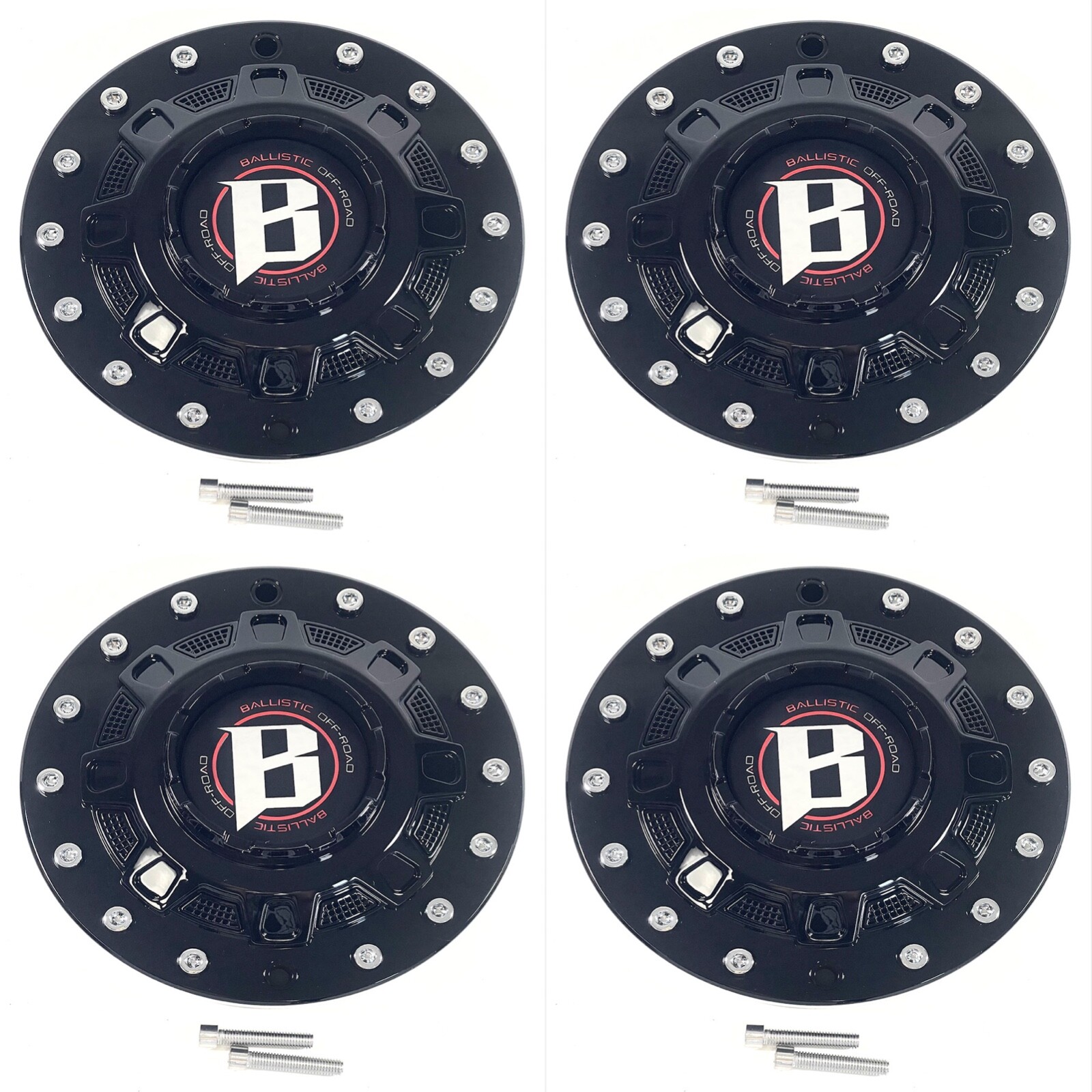 Ballistic Gloss Black Chrome Rivets Wheel Rim Center Cap CAP BL-02 ...