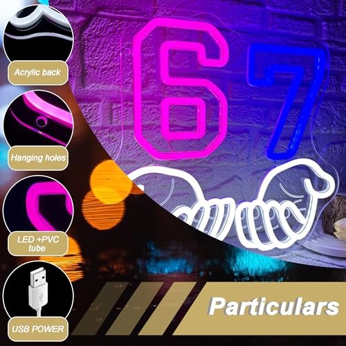 67 Neon Light LED Sign for Gamer Room - Six Seven Signs | eBay