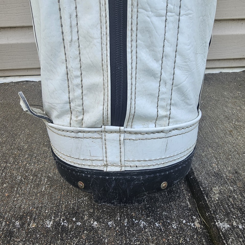 Vtg PING Golf Cart Sunday Bag White/Black Single Strap 4-Way Divider ...