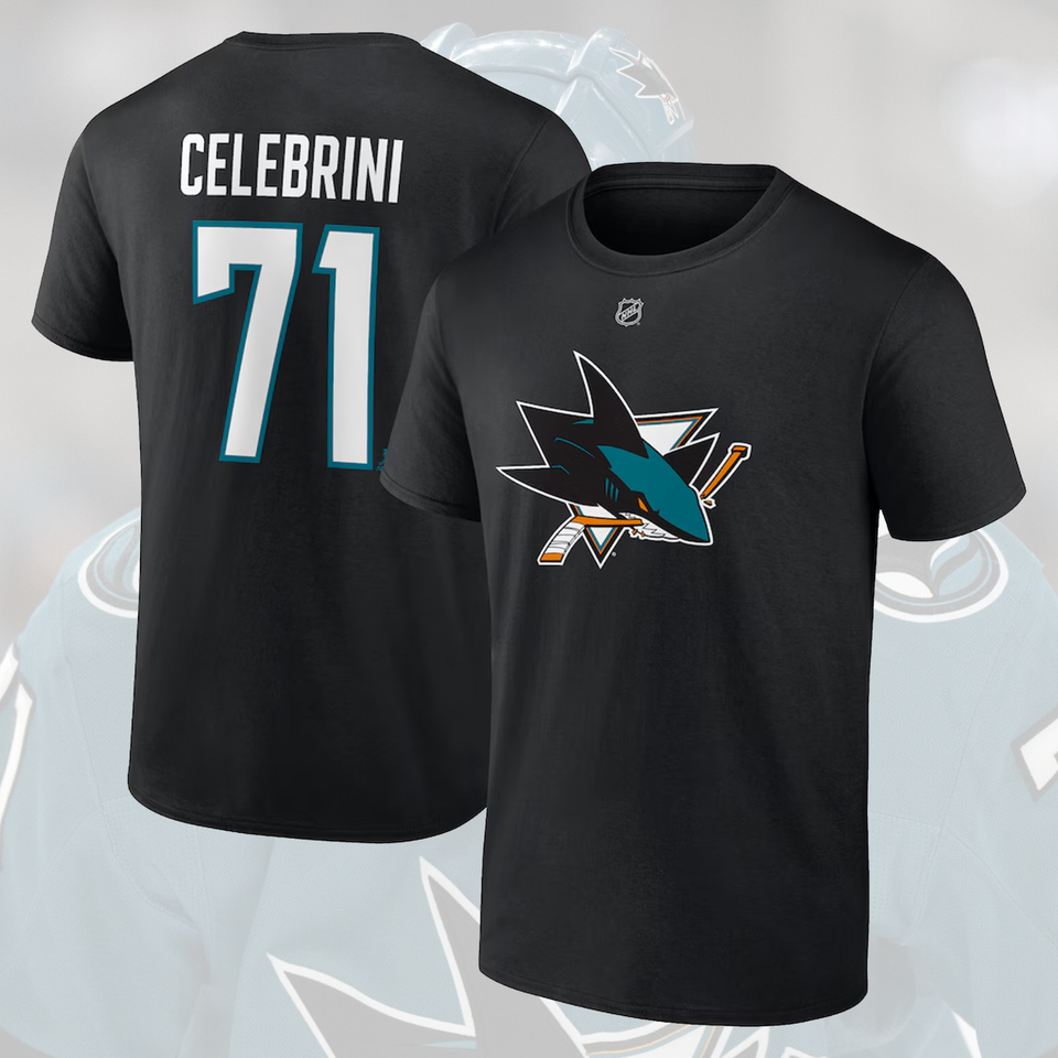 HOT ITEM ! Macklin Celebrini #71 San Jose Sharks Name & Number S–5XL ...