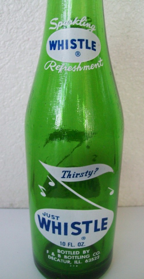 VINTAGE 1970 GREEN THIRSTY ? JUST WHISTLE ACL 10 FLU OZ ILLINOIS SODA ...