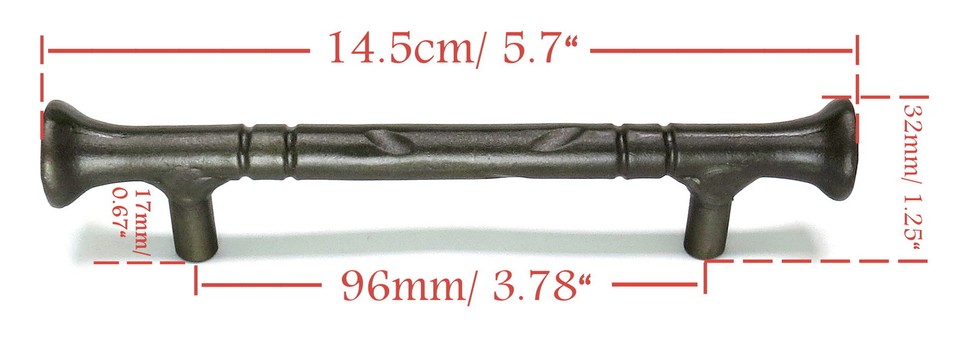 Ø HAND FORGED 96mm WROUGHT IRON PULL HANDLE Kitchen Cupboard Chest Door ...