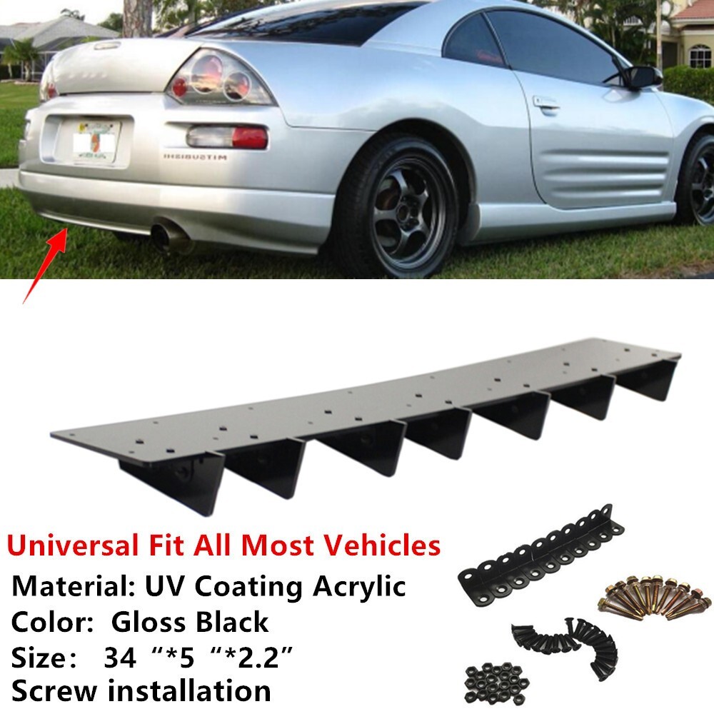 34x5" Rear Bumper Shark 7Fins Diffuser Splitter Fit For Mitsubishi ...