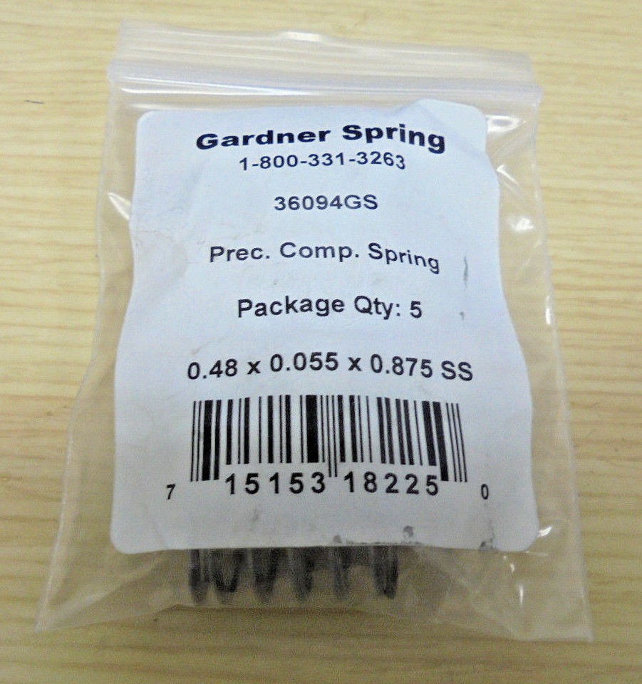 Gardner 36094GS Precision Compression Spring 0.48" x 0.055" x 0.875" SS ...