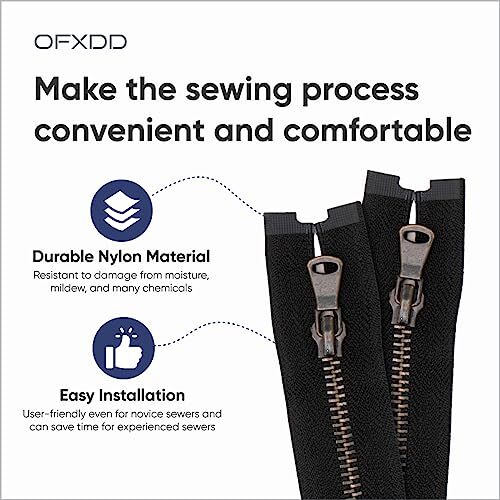 Zipper for Sewing 23.62 Inch Left Handed with Metal Coil Teeth - Nylon ...