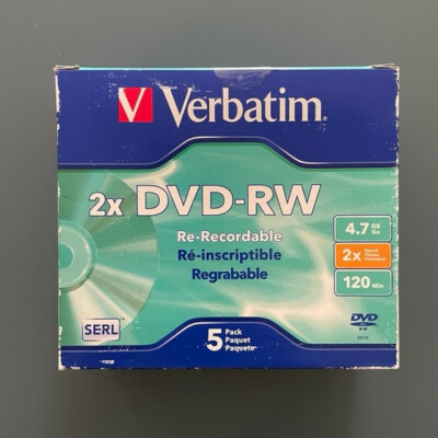 VERBATIM RE-WRITABLE DVDS DVD-RW 4.7GB in Jewel Cases 2x Pk5 #95044 ...