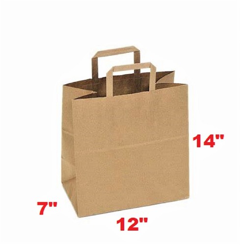 paper bag 12"x7"x14" with flat handle Case of 50 FREE SHIPPING | eBay