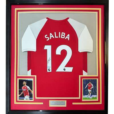 Framed Autographed/Signed William Saliba 35x39 Arsenal Red Soccer ...
