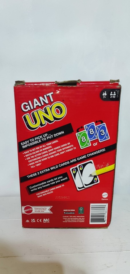 GIANT UNO - Mattel Games Classic Giant Card Game 887961887617 | eBay