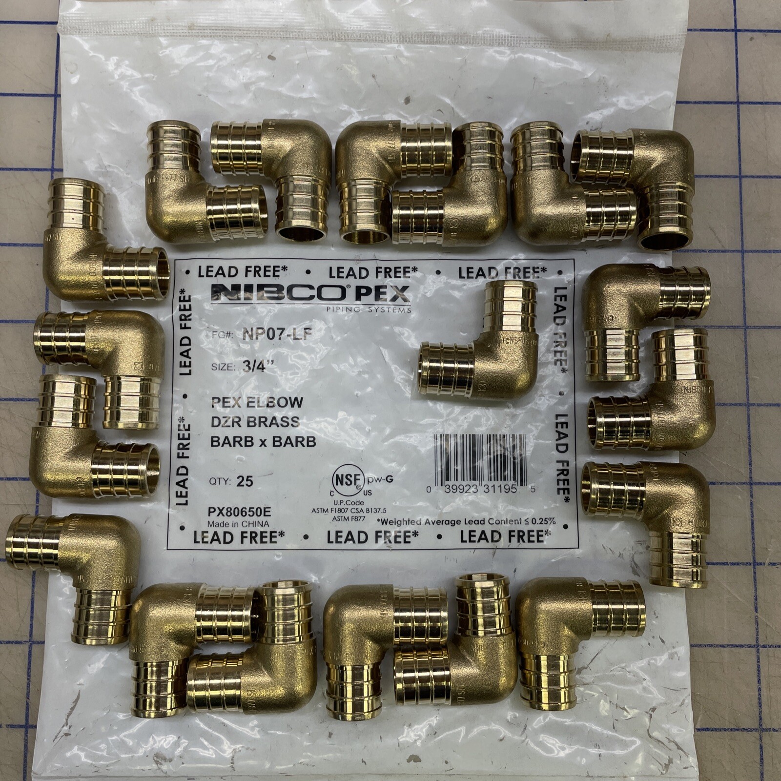 19pcs 3/4" x 3/4" PEX 90° BRASS LEAD FREE ELBOWS Fitting replace Nibco PX80650E | eBay
