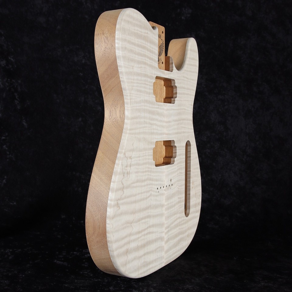 HH Telecaster Guitar Body ~ Flame Maple & Mahogany ~ Chambered ~ 4 lb 2 ...