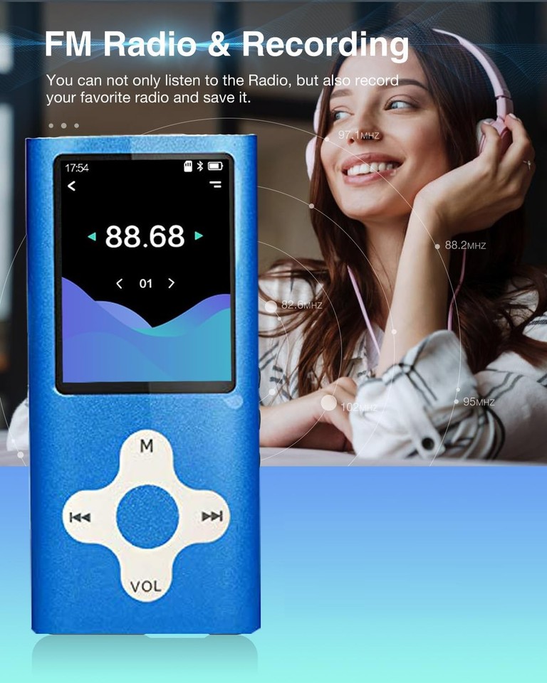 Mp3 Player,Music Player with a 16 GB Memory Card Portable Digital Music ...