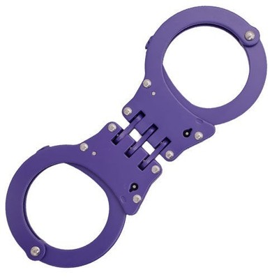 Purple Double Locking Hinge Steel Handcuffs Police Grade Standard Size ...