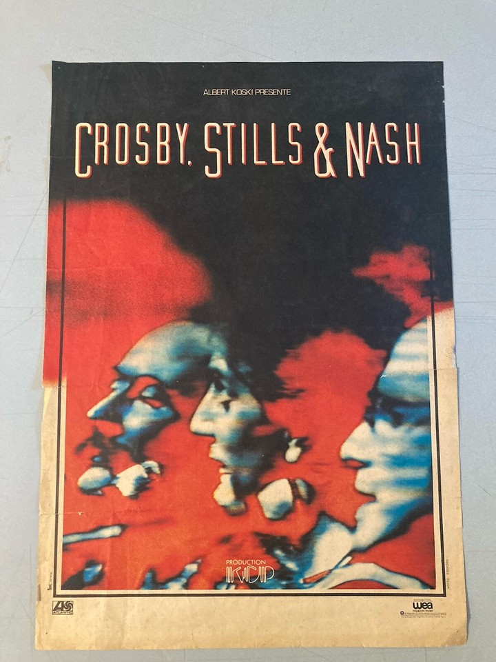 Very Pretty Rare Poster Crossby Still Nash Rock Albert Koski Music ...