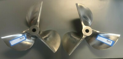 Set of Left + Right Mercury Racing 3 Blade Cleaver Boat Propeller 15" x ...