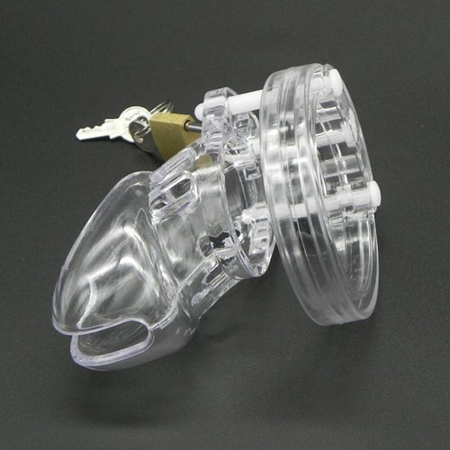 Male Plastic Chastity Cage Classic Men Locking Belt Device Clear CB600 ...