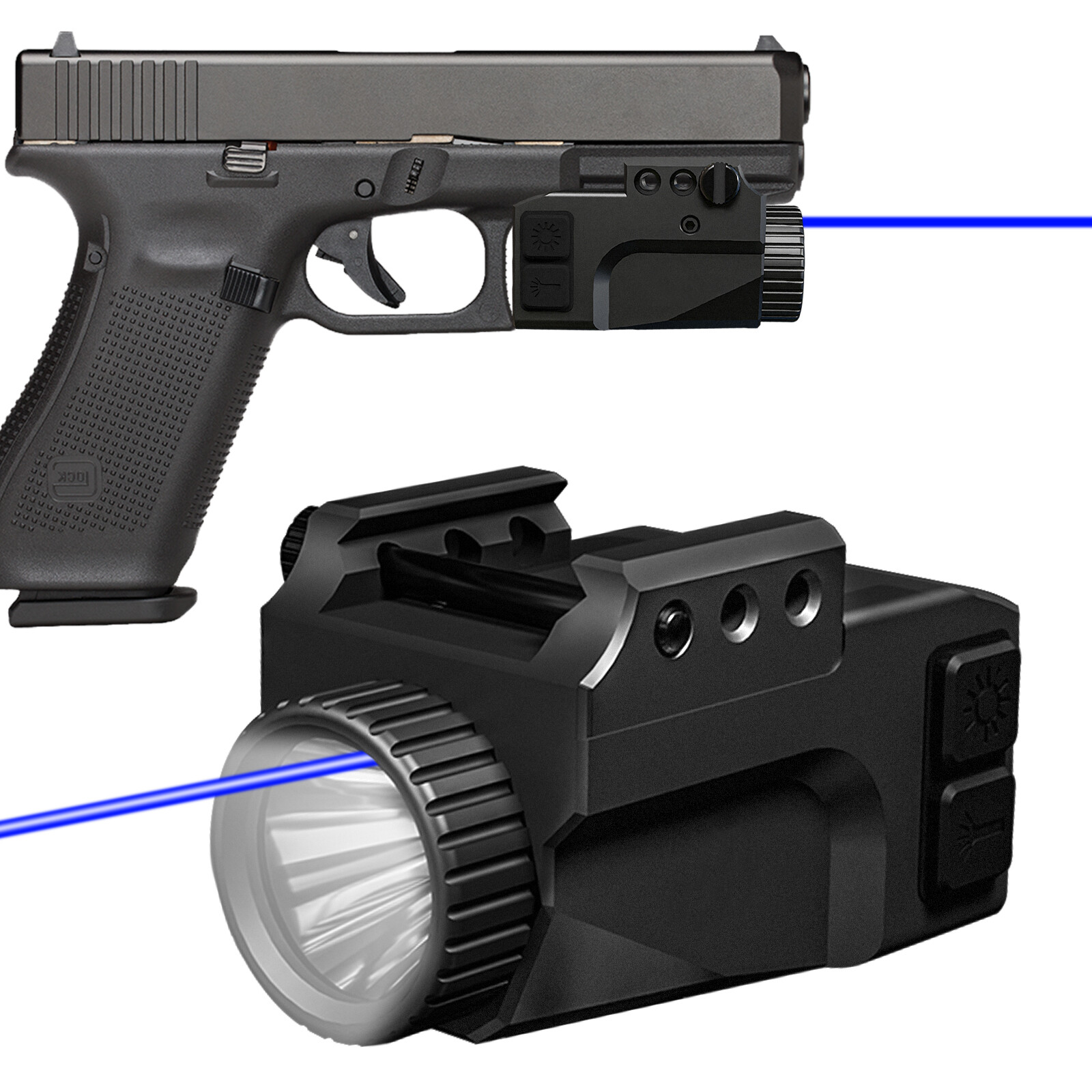 Tactical Gun Laser Light Combo 800LM built-in laser Flashlight USB ...