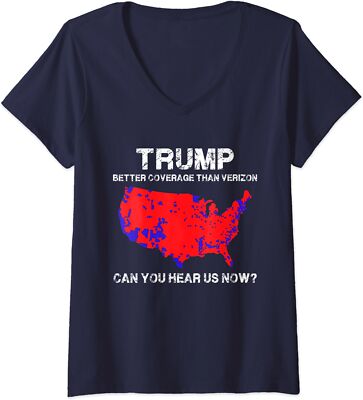 Trump Better Coverage Than Verizon Political Gift Ladies' V-Neck Tshirt ...