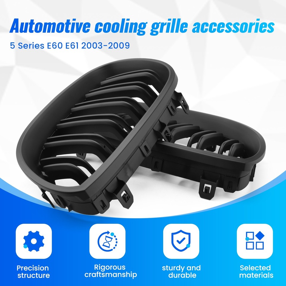 2X(Front Bumper Hood Kidney Grill Replacement Dual Slat Sport Grilles ...