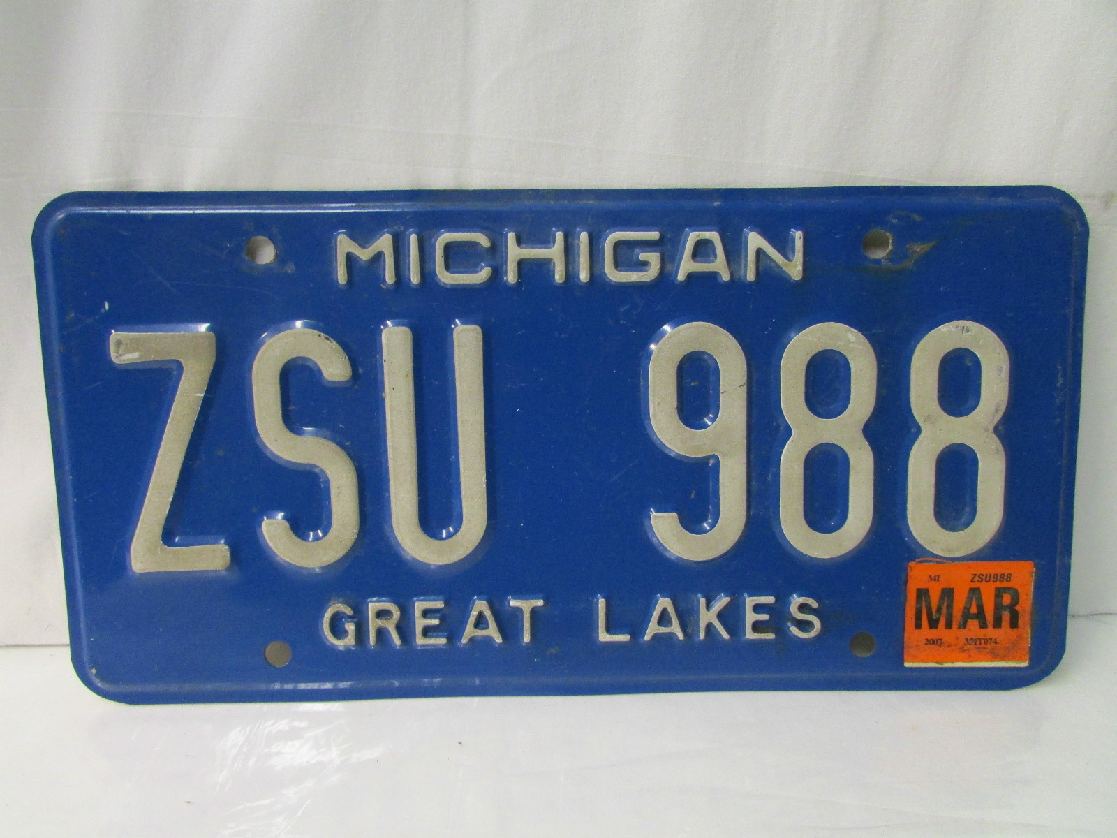 2007 Michigan - Great Lakes - License Plate :: ZSU 988 ::: 1 Plate Only ...