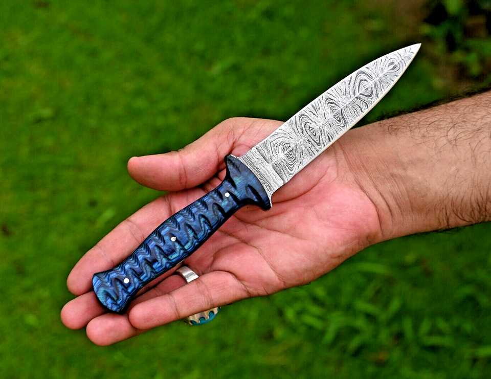 HAND MADE DAMASCUS BOOT KNIFE FORGED DAMASCUS STEEL BLADE HUNTING ...