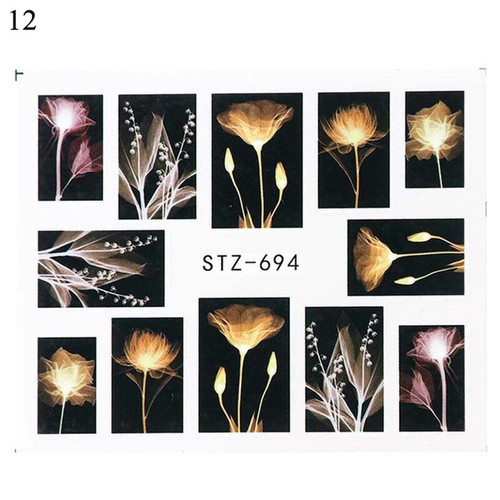 1 Sheet Flower Water Transfer Slider Flower Series Decal Nail Watermark ...