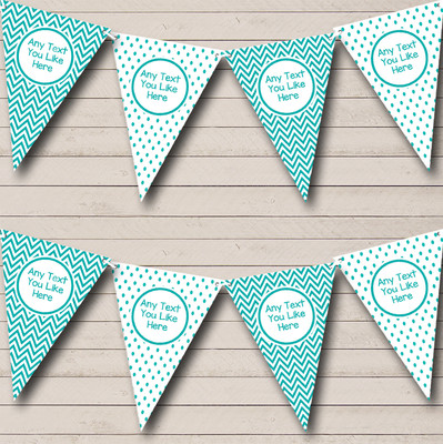 Turquoise Polkadot And Chevron Welcome Home New Baby Bunting Banner ...