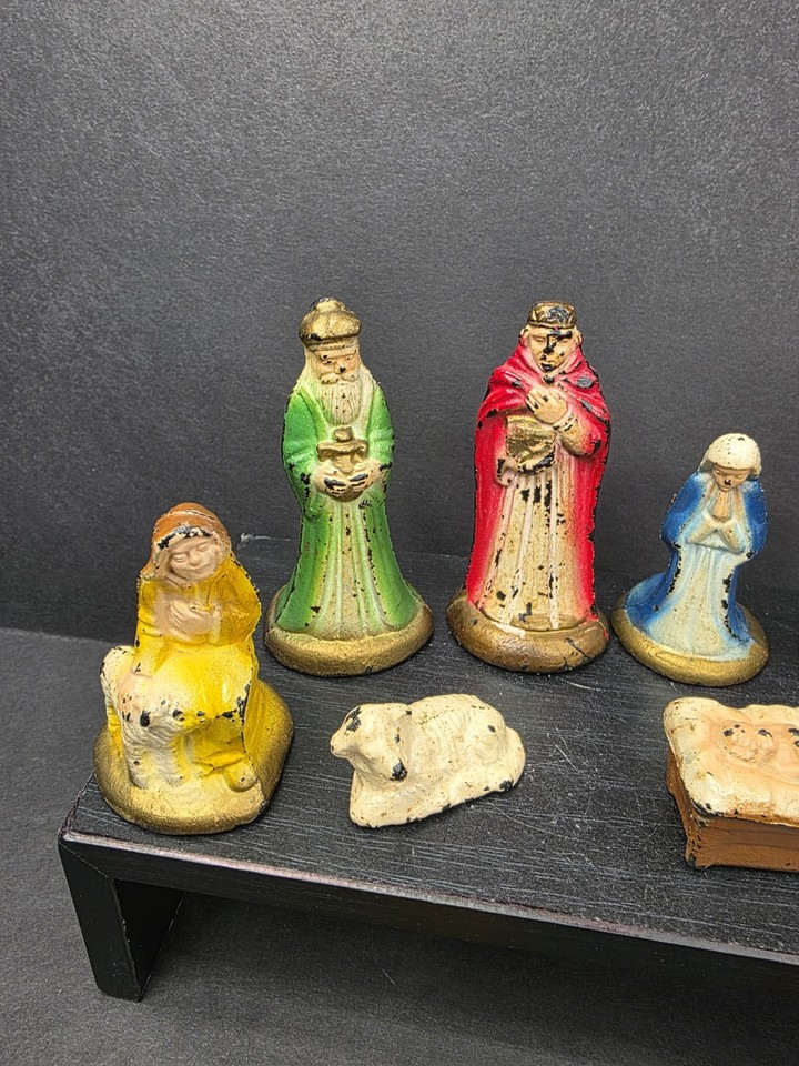 Vintage small Nativity set/10 composition figures Figurines | eBay