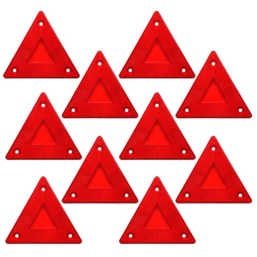 10-Pack Red Safety Reflector Warning Sign, Slow Moving Vehicle Triangle ...