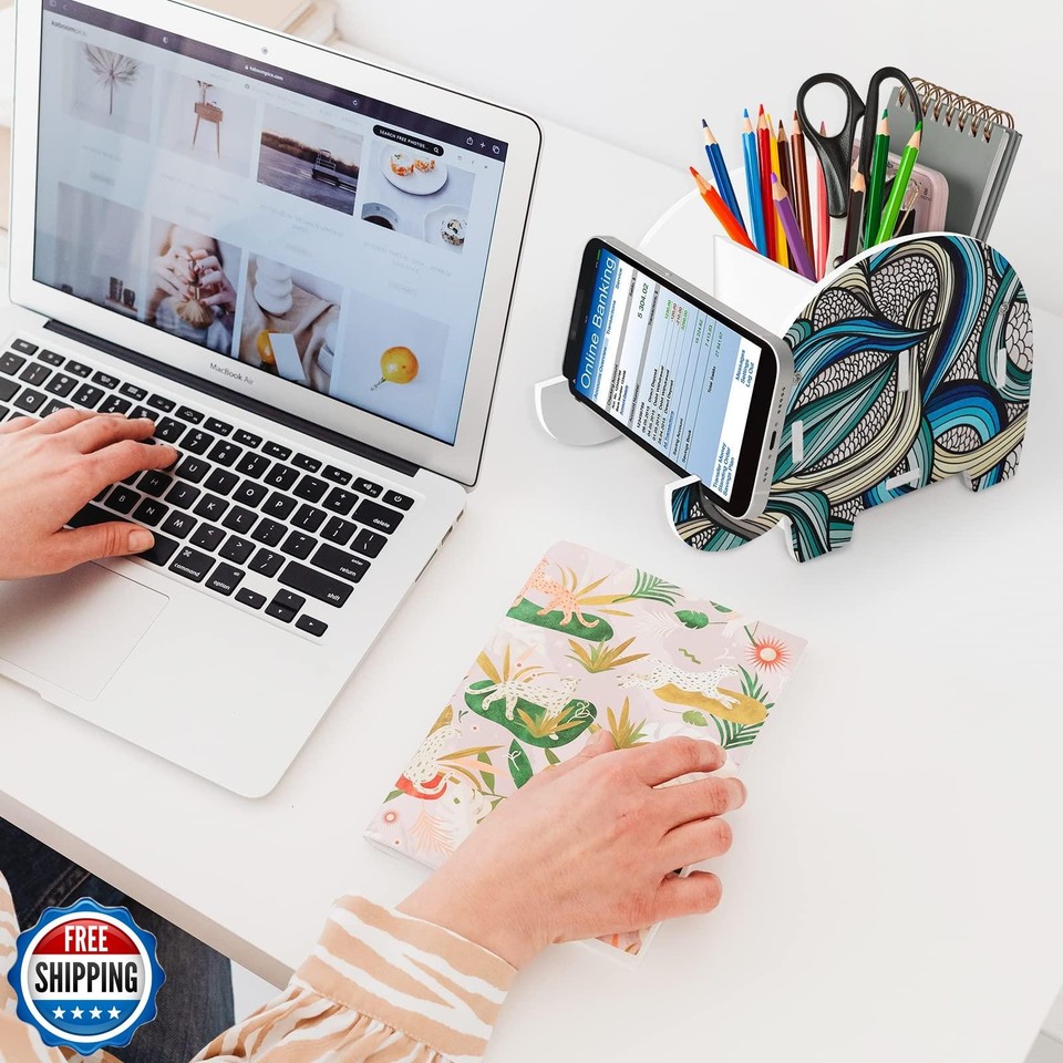 MOKANI Pen Pencil Holder for Desk Cute Elephant Gifts Desk Organi | eBay