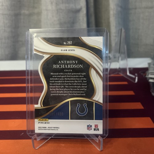 ANTHONY RICHARDSON 2023 Panini Select Green Prizm Die-Cut CLUB LEVEL RC ...