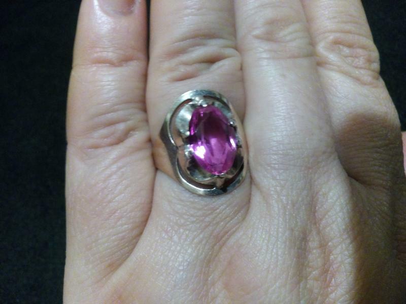 Soviet Vintage Silver Brand Star 875 Ring Gold Plated Pink Corundum ...