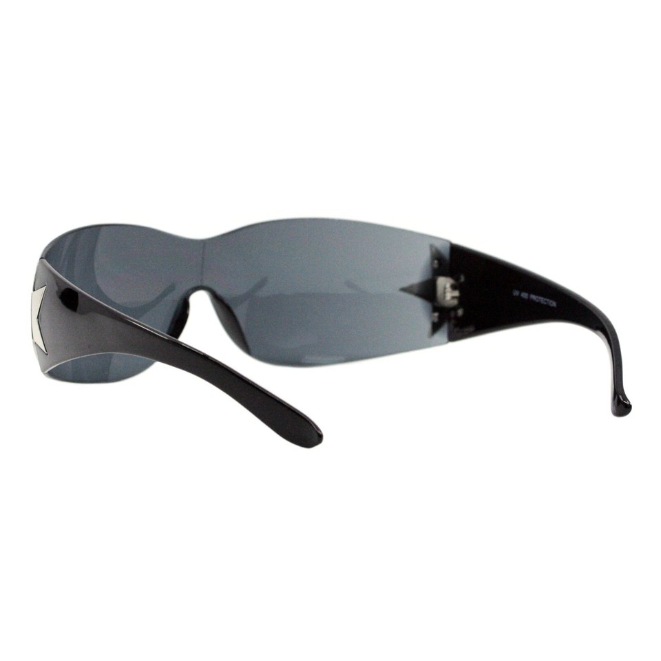 Women's Sunglasses Rimless Rectangular Shield Wrap Around Star Hinge UV ...