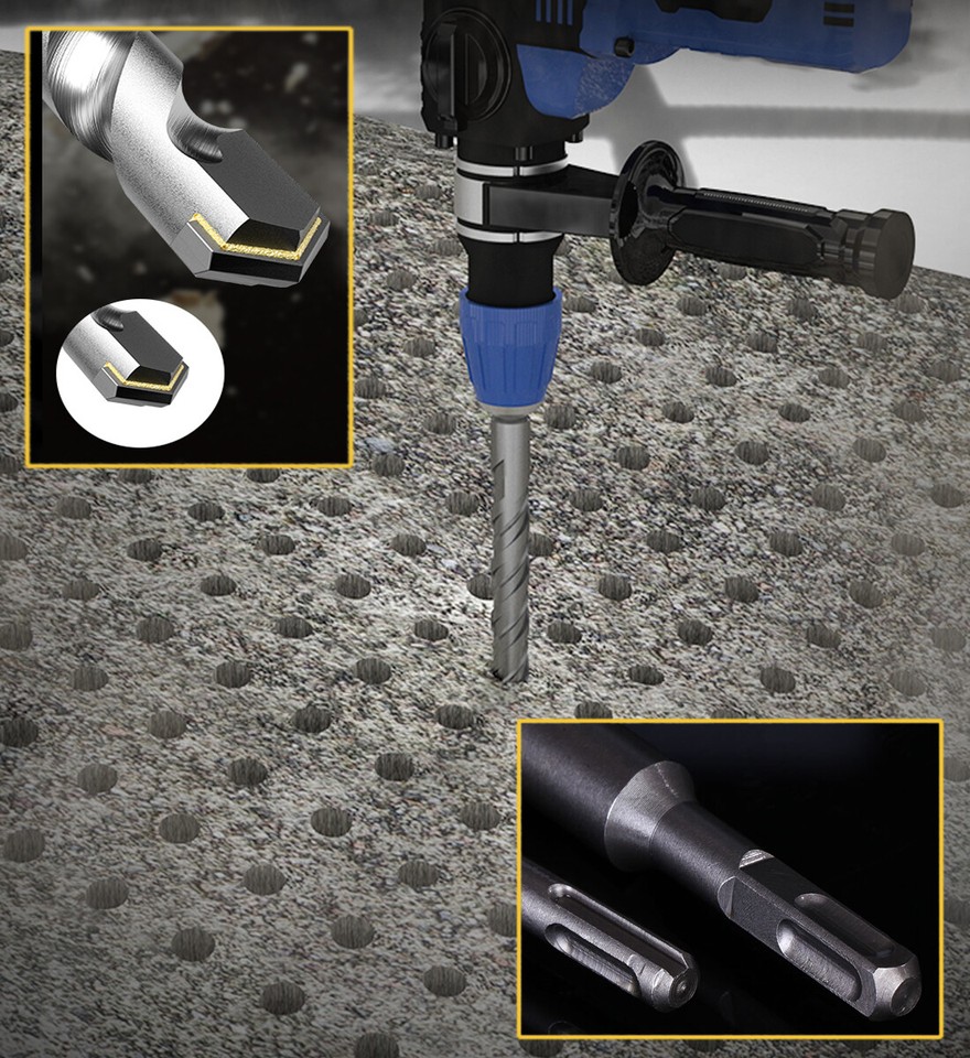 60Pcs SDS Plus Rotary Hammer Drill Bit 8 Inch Length Carbide Tip Drill ...