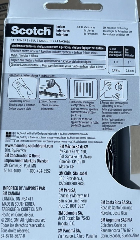 Indoor Rf4741 Scotch Black Ft Fasteners 3/4 3m Strip Reclose 19 ...