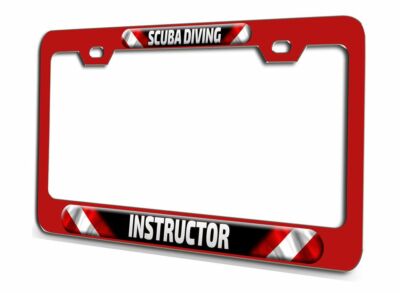 SCUBA DIVING INSTRUCTOR Scuba Diving Red Steel License Plate Frame | eBay