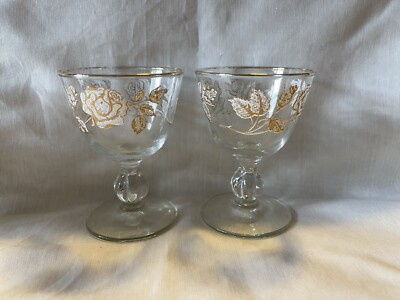 Vintage Libbey White Rose Gold Leaf Cordial/Cocktail Glasses | eBay